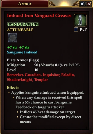 Imbued Iron Vanguard Greaves | EQ2Classic Wiki | Fandom