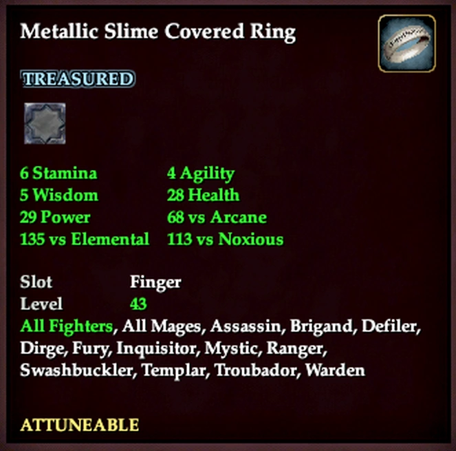Metallic Slime Covered Ring | EQ2Classic Wiki | Fandom