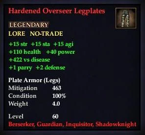 Hardened Overseer Legplates | EQ2Classic Wiki | Fandom