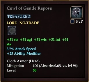 Cowl of Gentle Repose | EQ2Classic Wiki | Fandom