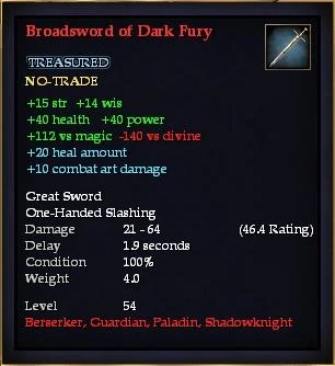 Broadsword of Dark Fury | EQ2Classic Wiki | Fandom