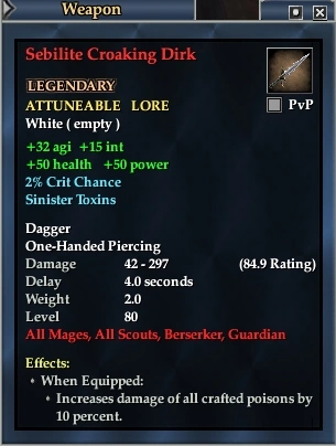 Sebilite Croaking Dirk (Version 1) | EQ2Classic Wiki | Fandom