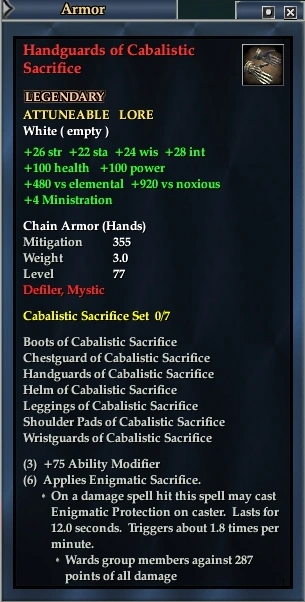 Handguards of Cabalistic Sacrifice (Level 77) | EQ2Classic Wiki | Fandom