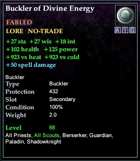 Buckler of Divine Energy | EQ2Classic Wiki | Fandom