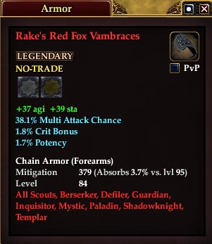 Rake's Red Fox Vambraces (Level 80) | EQ2Classic Wiki | Fandom