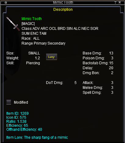 Mimic Tooth | EQSanctuary Wiki | Fandom