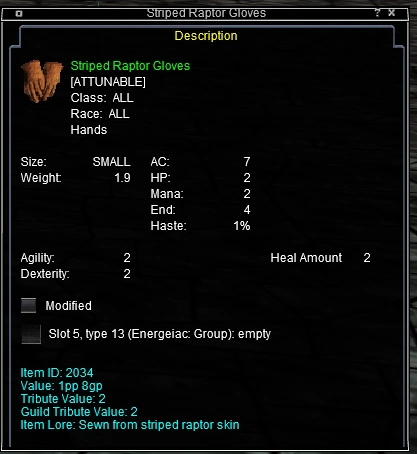 Striped Raptor Gloves | EQSanctuary Wiki | Fandom