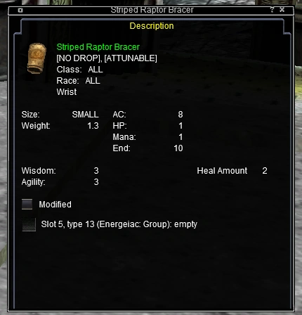 Striped Raptor Hide Bracer | EQSanctuary Wiki | Fandom