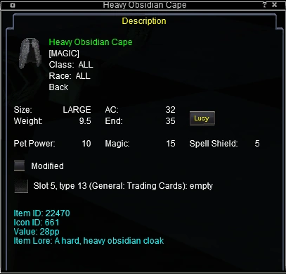 Heavy Obsidian Cape | EQSanctuary Wiki | Fandom