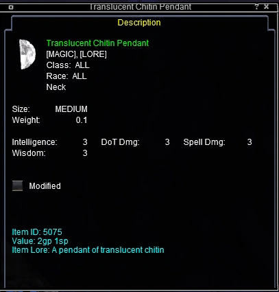 Translucent Chitin Pendant | EQSanctuary Wiki | Fandom