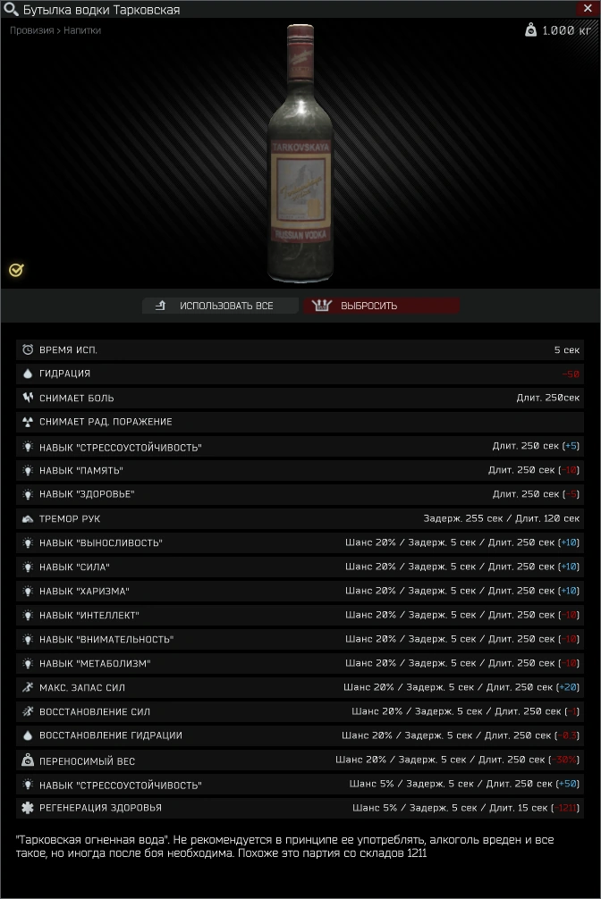 Бутылка водки "Тарковская" — Escape from Tarkov Wiki