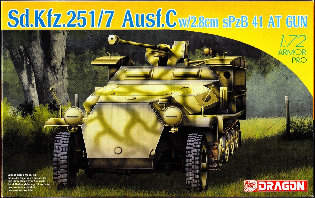Dragon Models 1/72 7315 Sd.Kfz.251/7 Ausf.C w/2.8cm sPzB 41 AT Gun ...