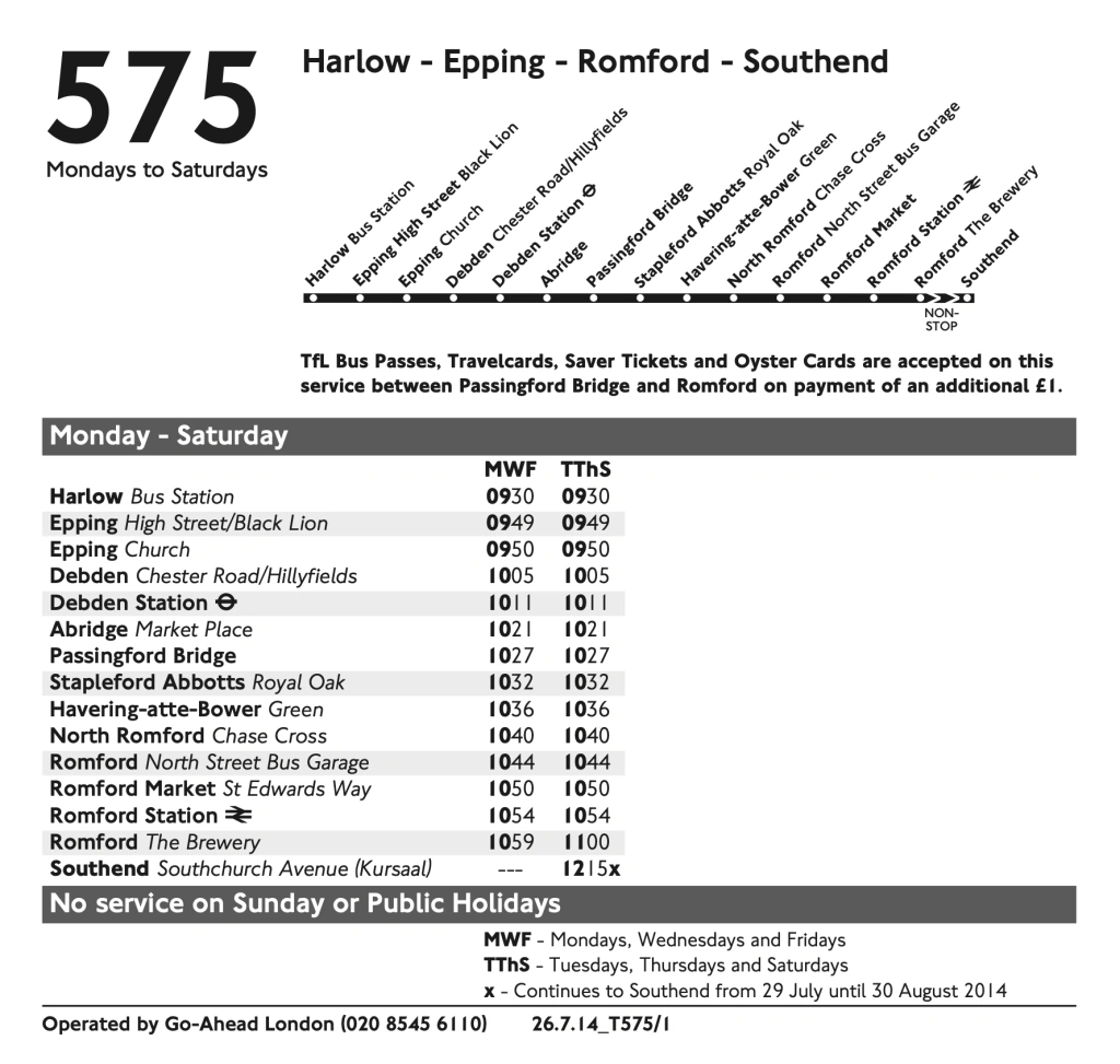 Blue Triangle route 575 / Go-Ahead London route 575 ...