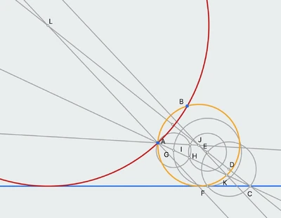 how to draw circle tangent to two circles