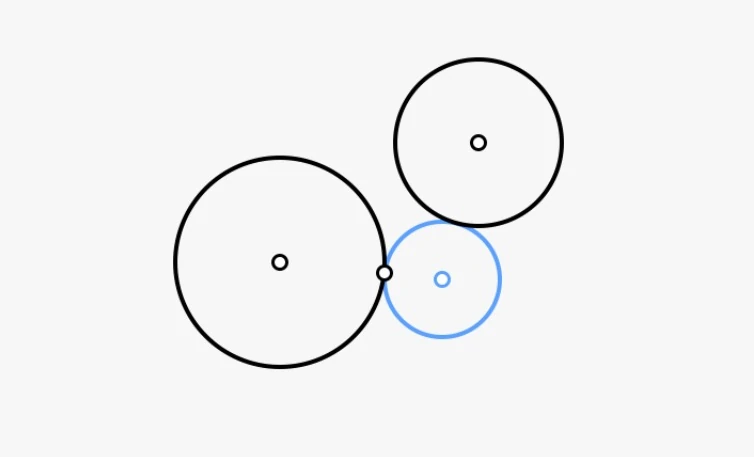how to draw circle tangent to two circles