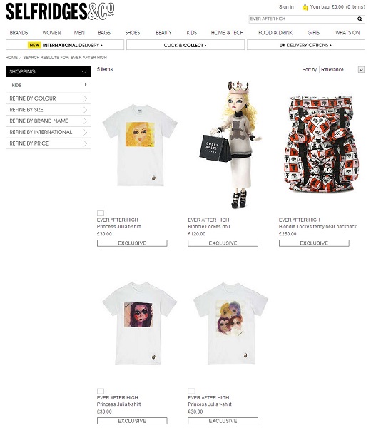 Selfridges merchandise | Ever After High Wiki | Fandom