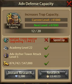 Adv Defense Capacity | Evony, The King's Return Wiki | Fandom