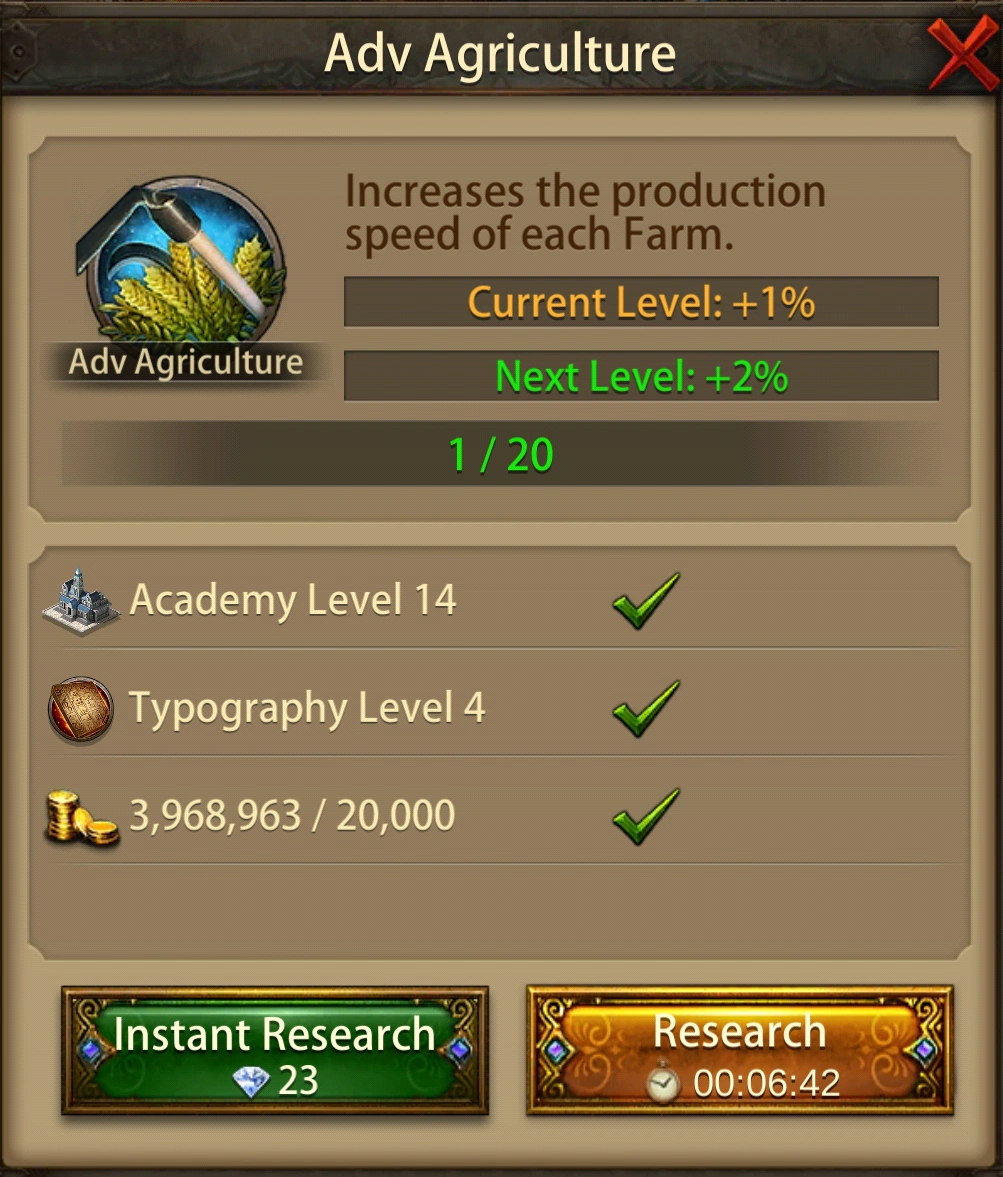 Adv Agriculture | Evony, The King's Return Wiki | Fandom
