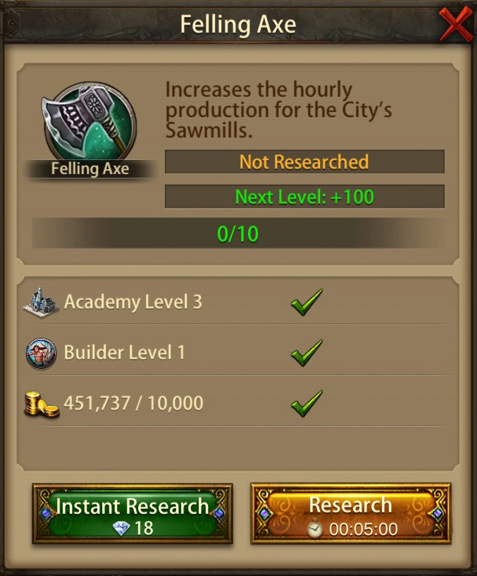 Felling Axe | Evony, The King's Return Wiki | Fandom