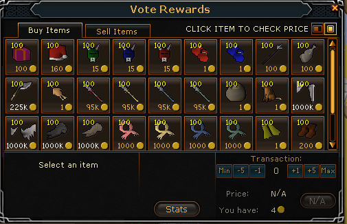 Vote Rewards | Exoria RSPS Wiki | Fandom