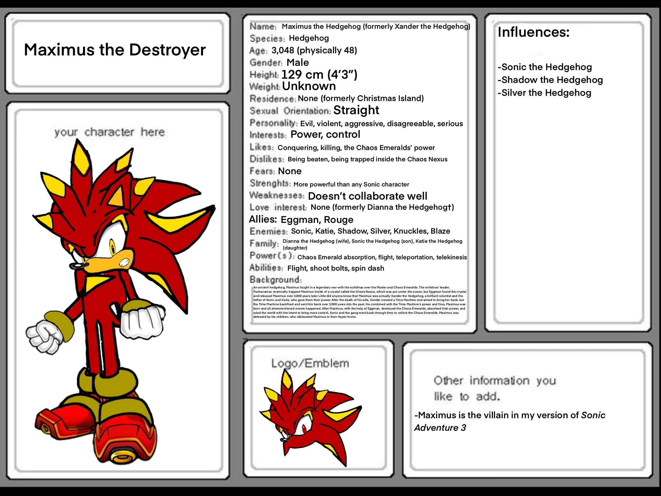 Maximus the Destroyer (Hedgehog) OC Profile | Fandom