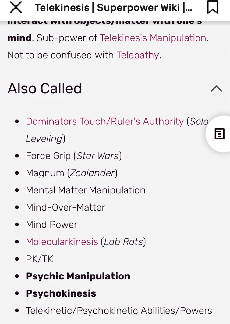 Does anyone else conceptualize a difference between Telekinesis ...