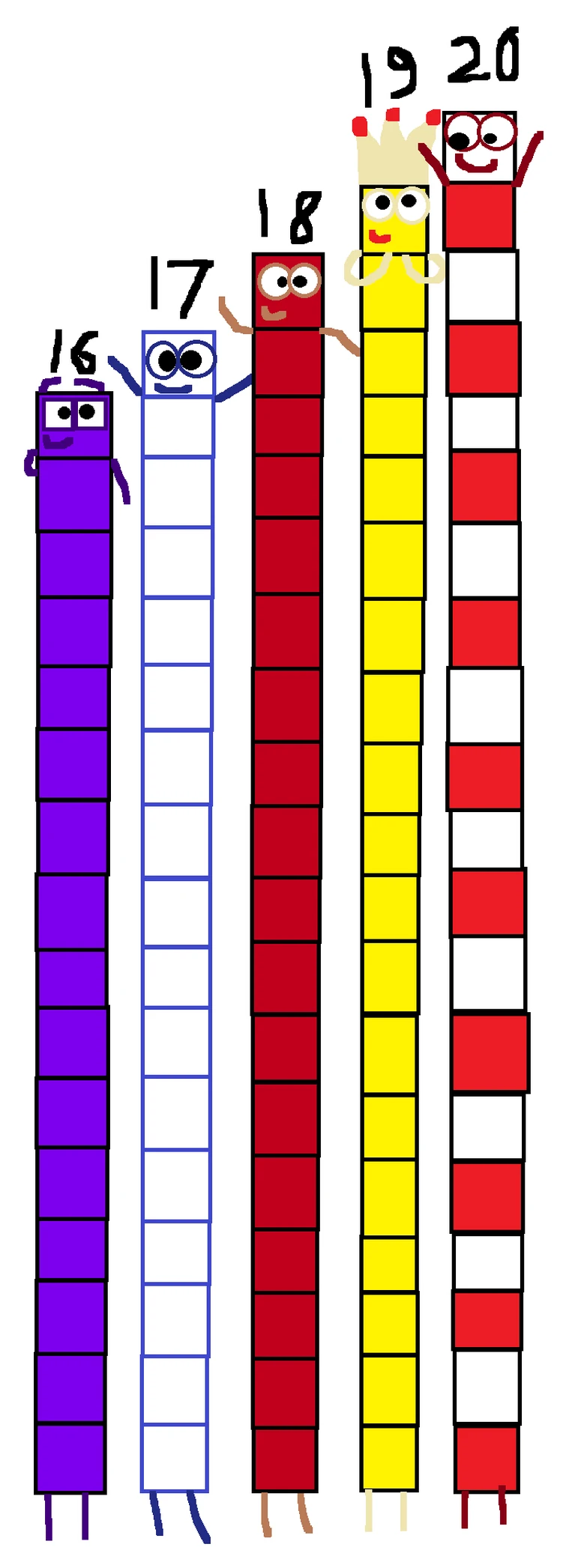 NumberBlocks Tall 16-20 (Old Design) | Fandom