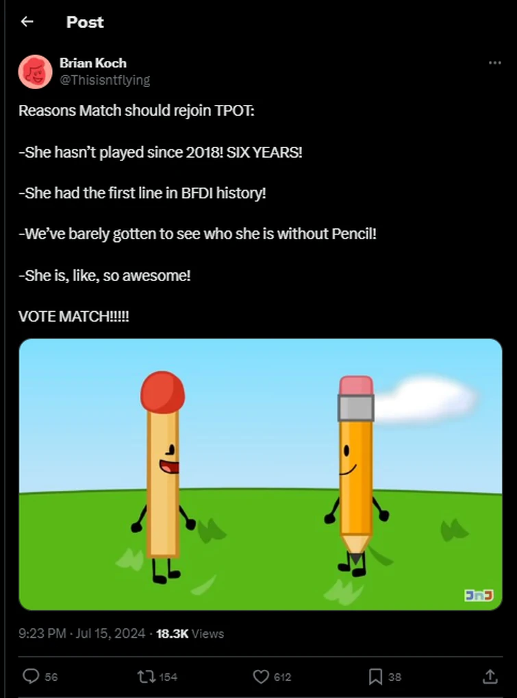 Brian Koch wants Match to join TPOT | Fandom