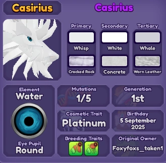 selling platinum casirius :D | Fandom