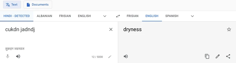 this is what happens when you type random letters into google translate ...