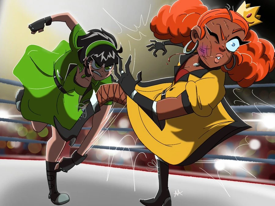 (Twitter: @MocciMu) Powerpuff Girl Boxing Match: Buttercup socks the ...