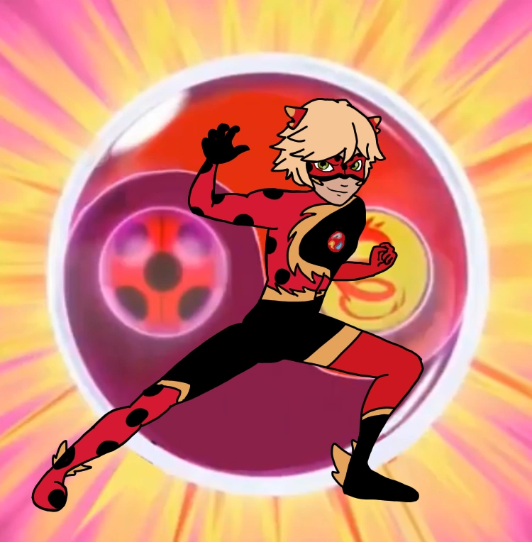 Adrien unified with the Dragon Miraculous and the Ladybug Miraculous ...