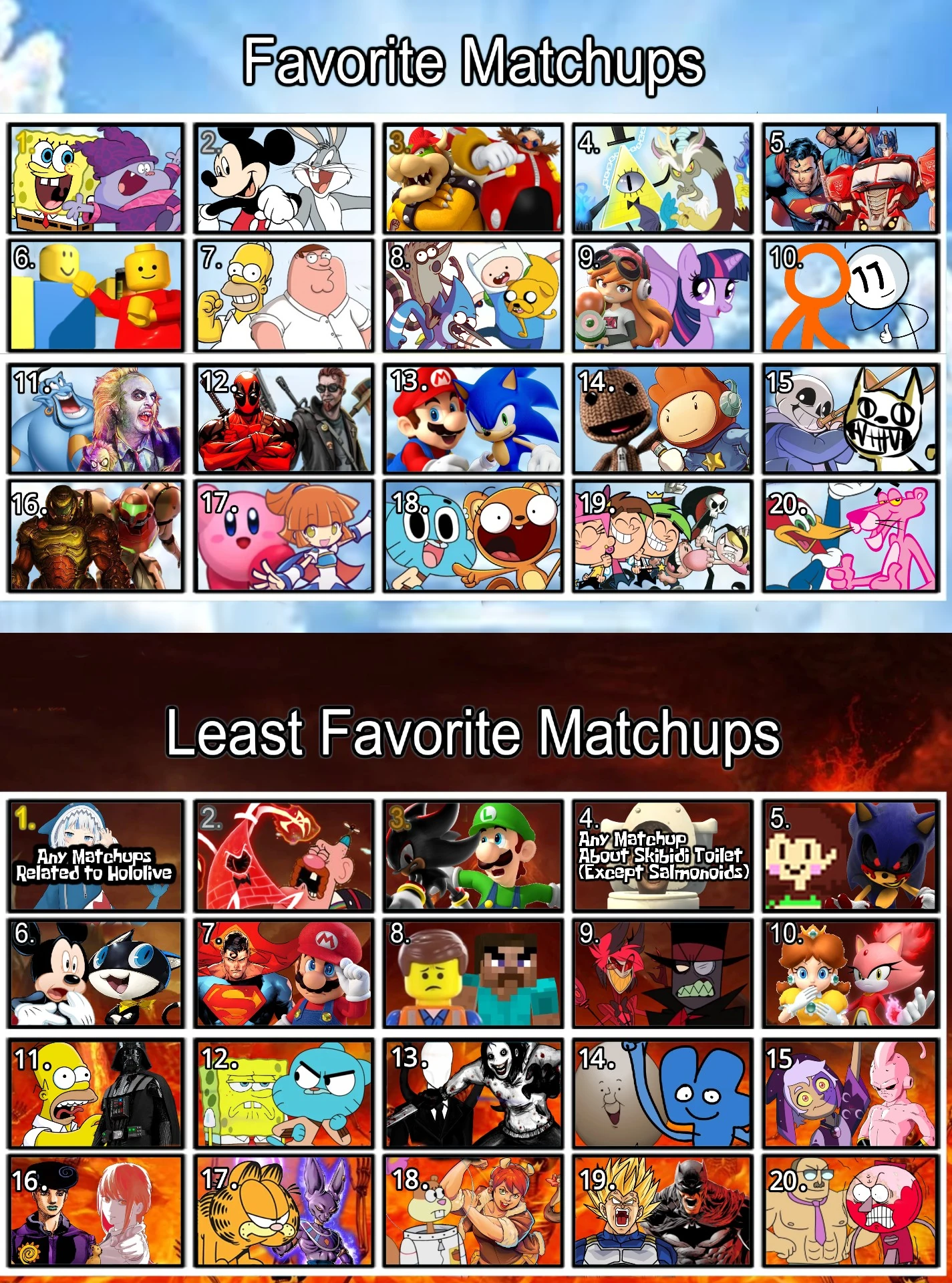 Decided to Minorly Update My Top 20 Favorite & Least Favorite Matchups | Fandom