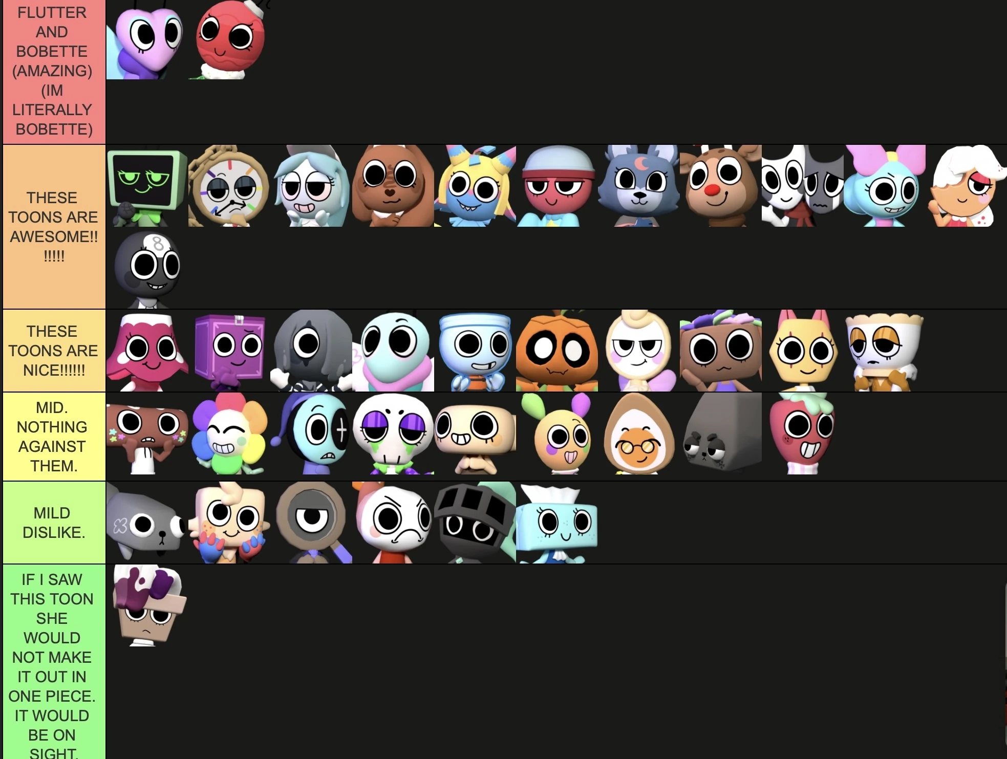 TOON TIERLIST!!!!! (DEATH MENTIONED) | Fandom