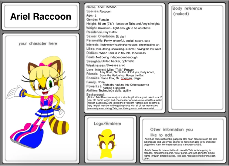 Ariel Raccoon (Sonic OC) Updated Character Profile | Fandom