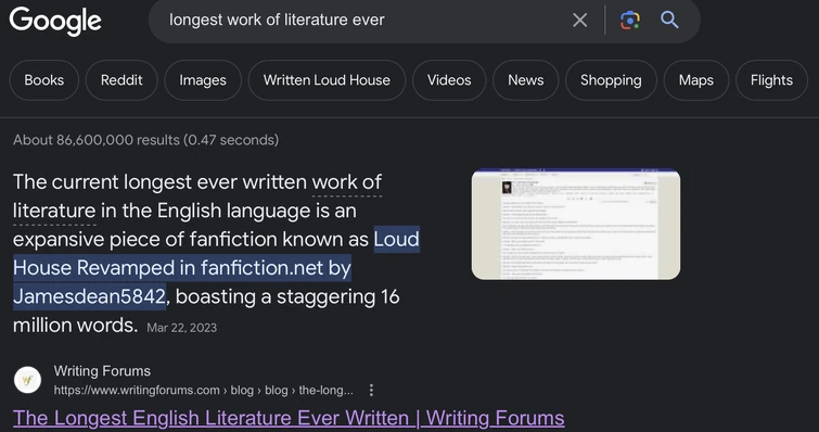 Reminder that the longest piece of literature currently is a fucking ...