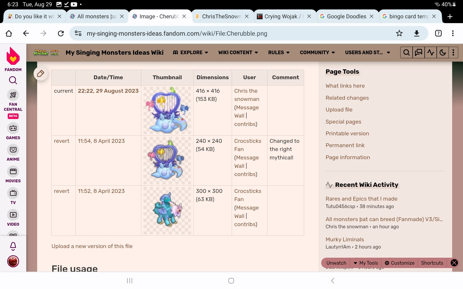 Why was þe fan wiki's original Cherubble image Strombonin | Fandom