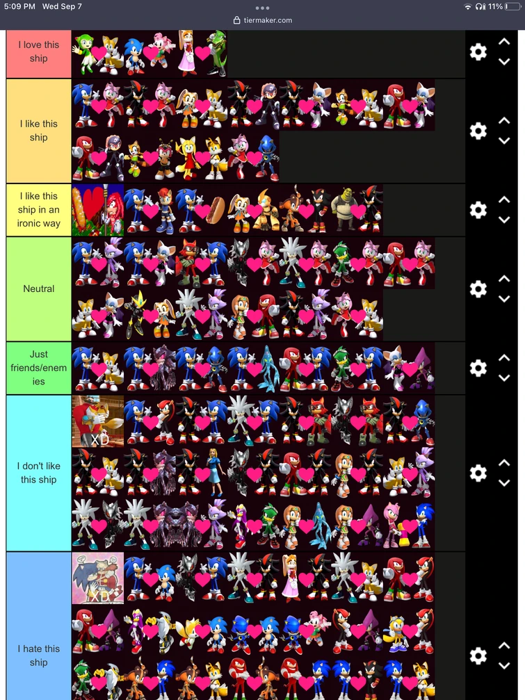 The Sonic Shipping Tier List | Fandom