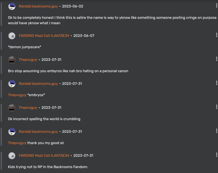 random conversation of a bunch of users calling each other underage while acting underaged | Fandom