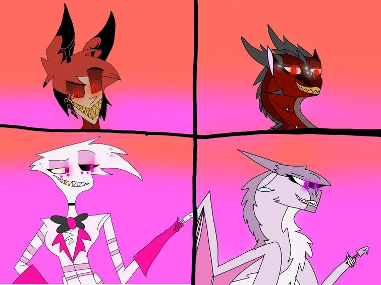 Alastor and Angel dust as dragons from WoF bc the WoF wiki won’t let me ...