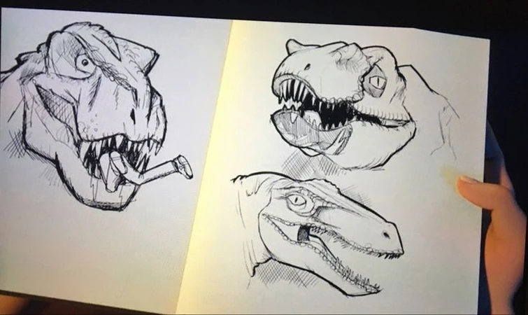 My drawings of T-Rex and Velociraptor inspired Yasmina's scrapbook | Fandom