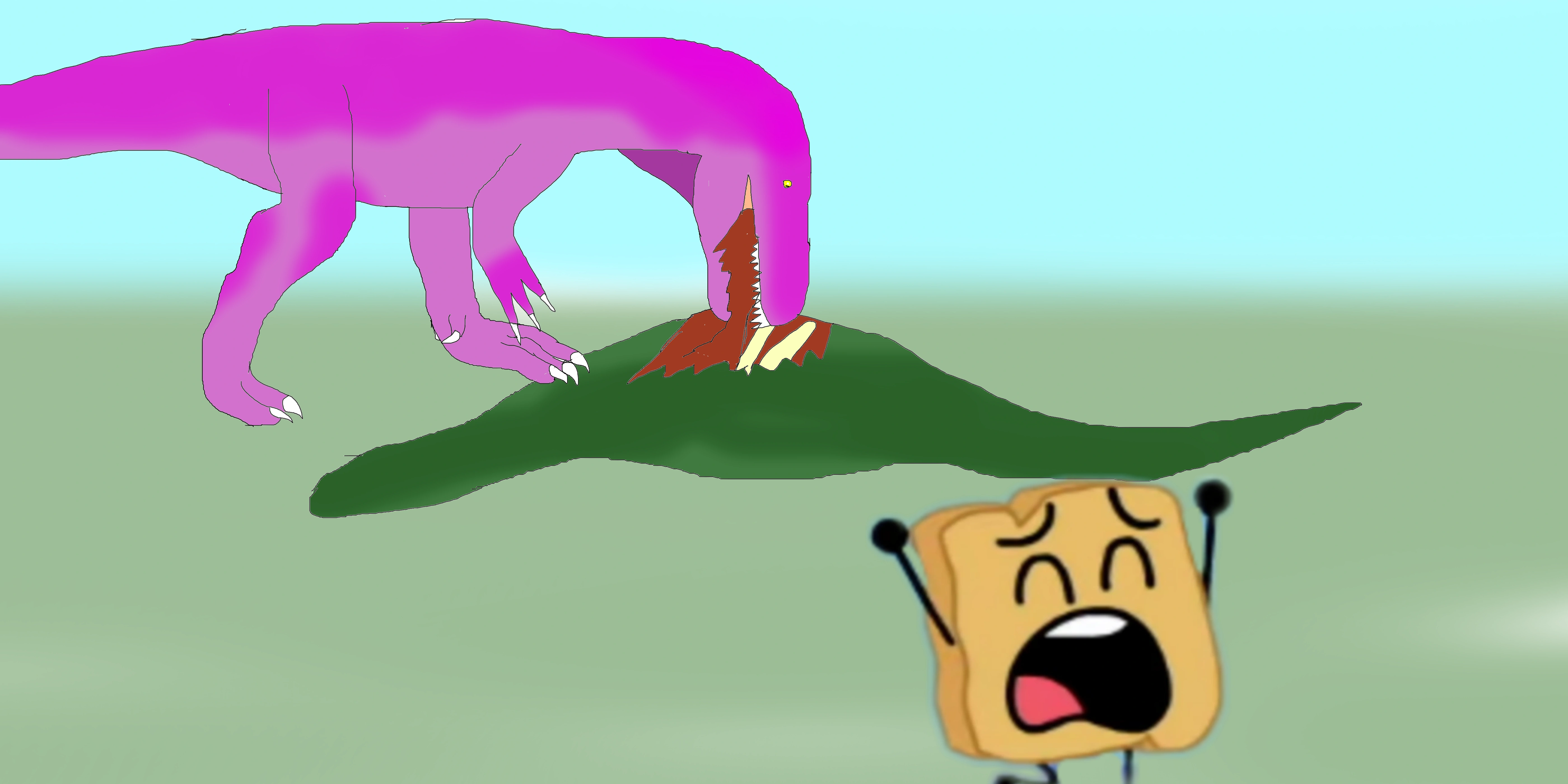 Woody scared and run away after he saw a Magnosaurus is eating corpse ...