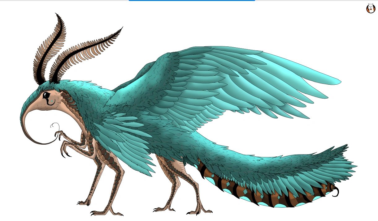 Finished Moth-like fan creature: Mophinch! (Drawn with mouse on ...