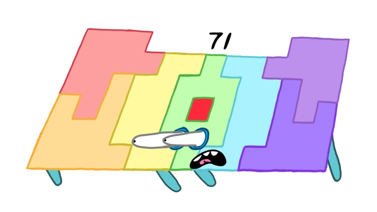 2D or Cartoon version of Seventy-One from The Numberblocks Movie | Fandom