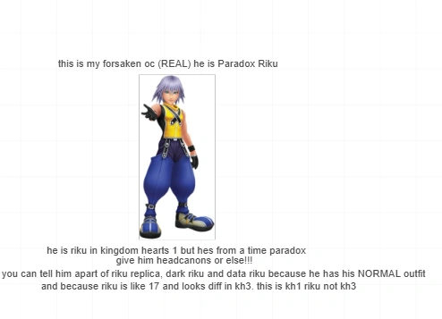 headcanon my joke forsaken oc, Paradox Riku :) | Fandom