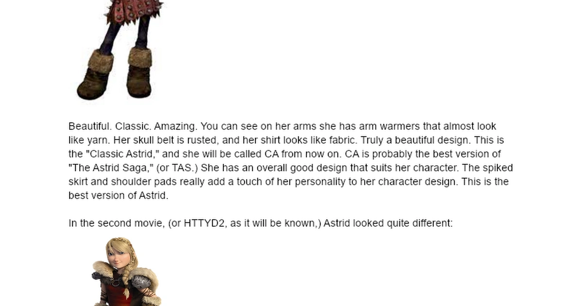 Astrid Design Essay | Fandom