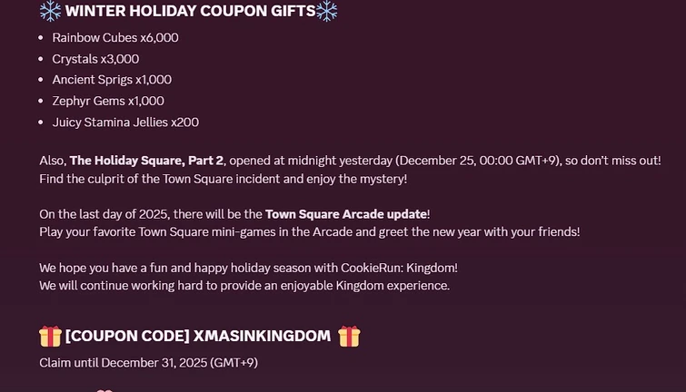 New coupon code!! > XMASINKINGDOM | Fandom