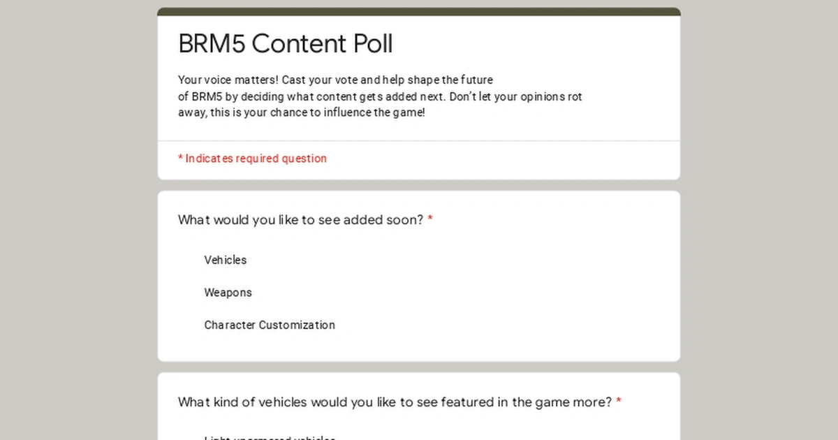 BRM5 Content Poll | Fandom