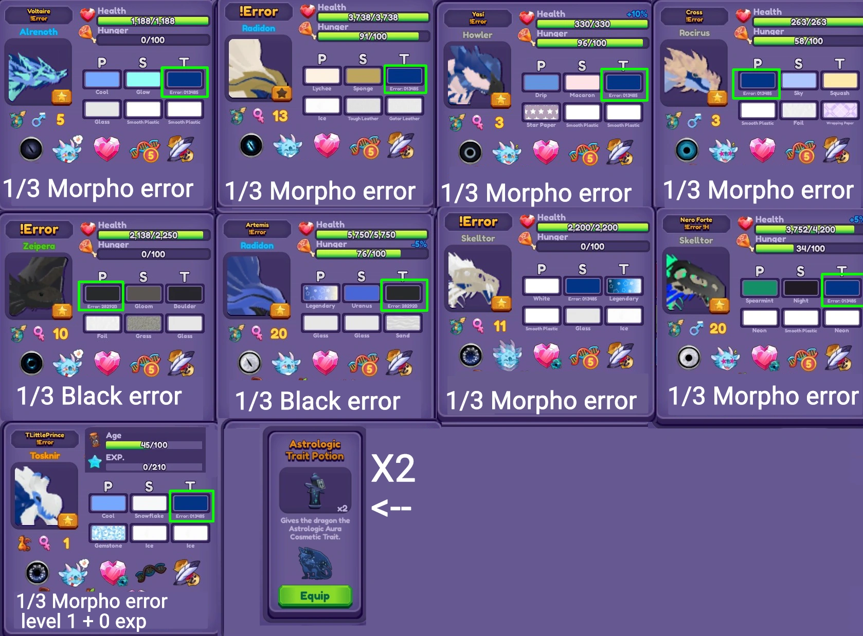 LAO for these 1/3 error color drags and x2 Astro pots | Fandom