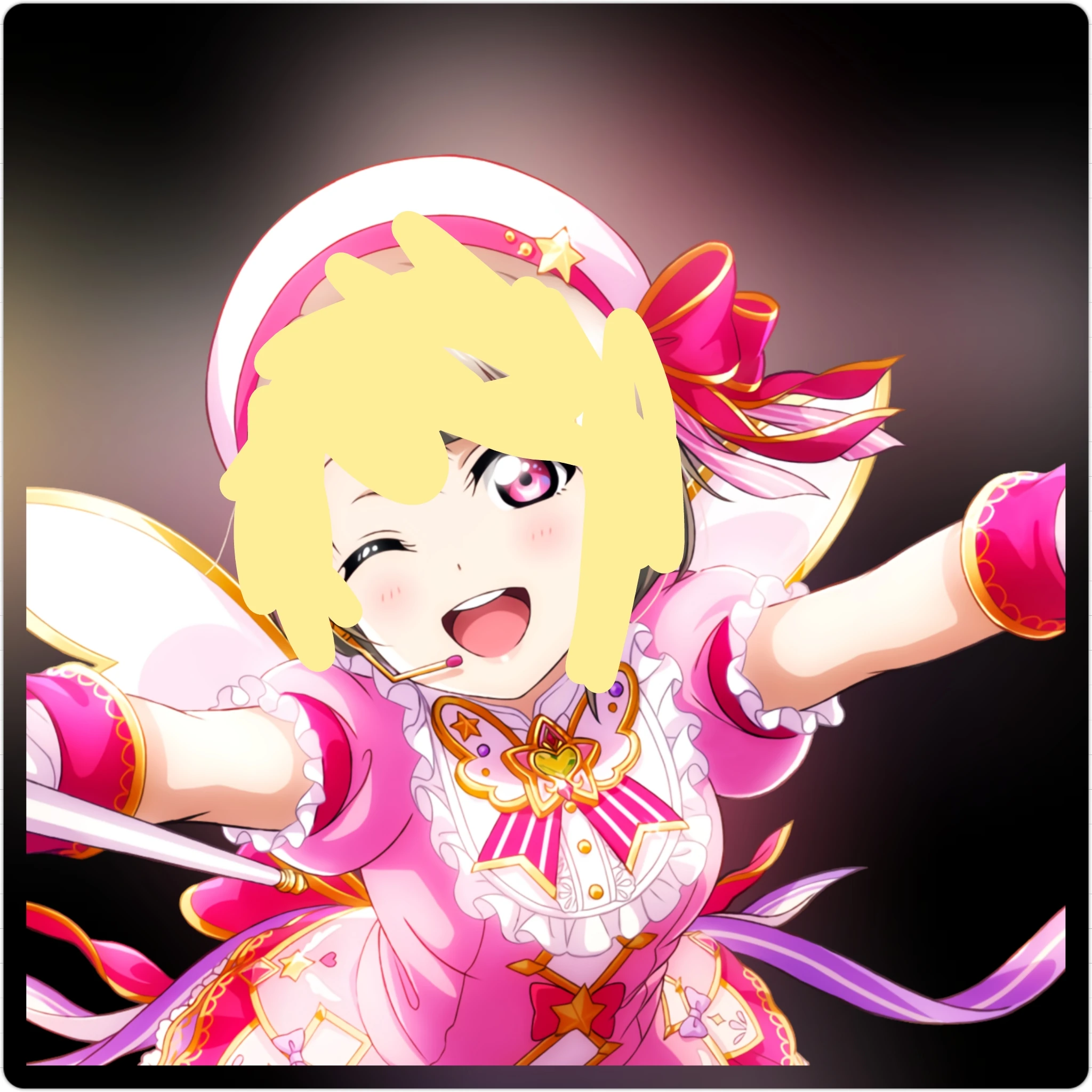 Yukiho Tamura wearing a Kasumi love live cospaly. | Fandom